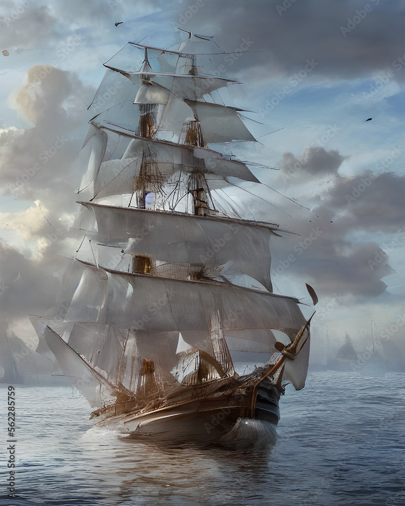 ultra realistic sailing ship, beautiful light, pale sunrise, cinematic ...