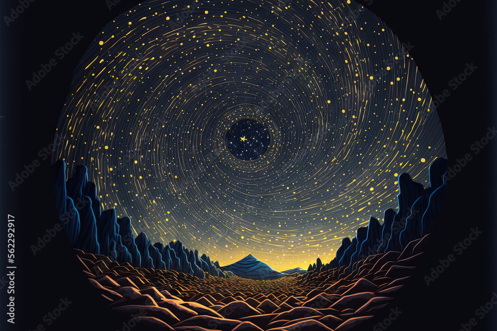 rotation of the starry sky around north star. Generative AI Stock ...