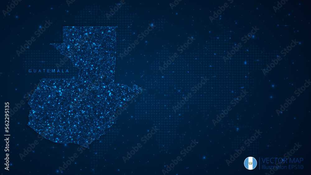 Vetor de Map of Guatemala modern design with polygonal shapes on dark ...