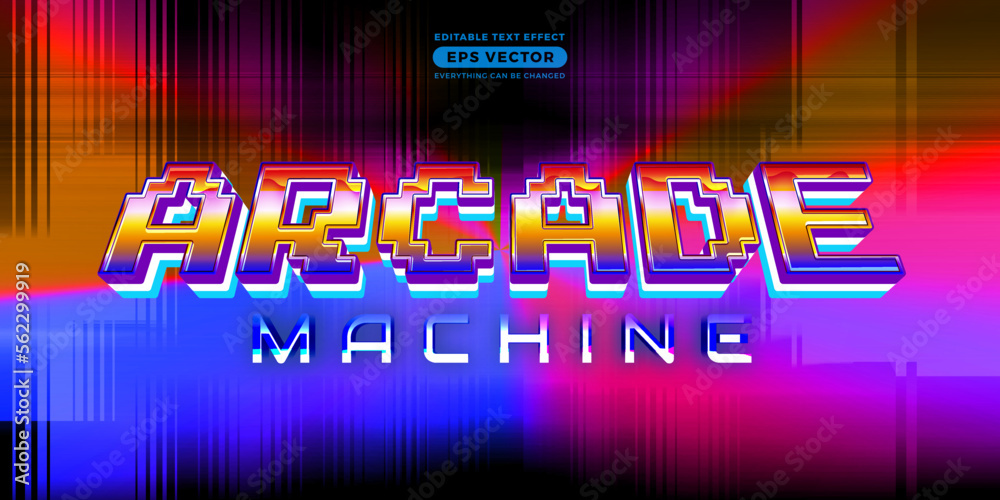 Arcade machine editable text style effect in retro style theme ideal ...