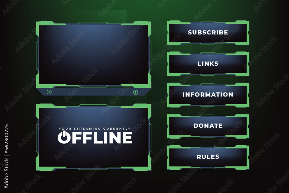 Futuristic green gaming overlay decoration for online gamers. Live ...
