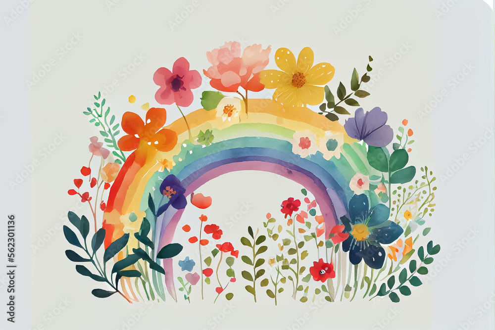 illustration of colorful vibrant rainbow in watercolor style draw . AI ...