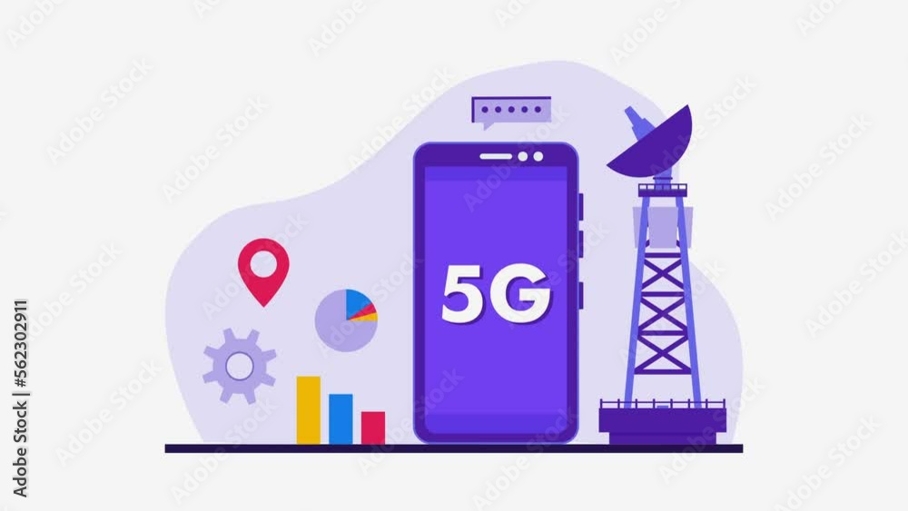 5g network technology 2d animation Stock ビデオ | Adobe Stock