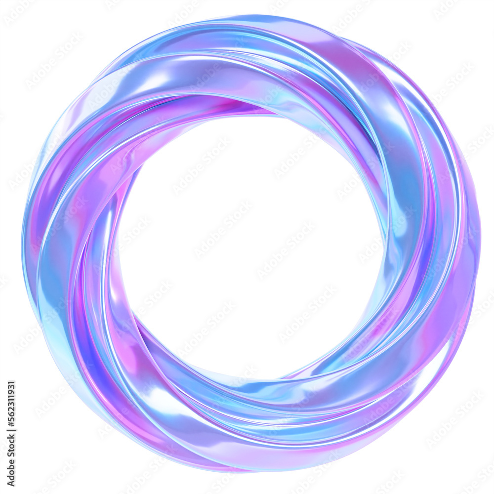 3D torus, holographic geometric shape isolated on transparent ...