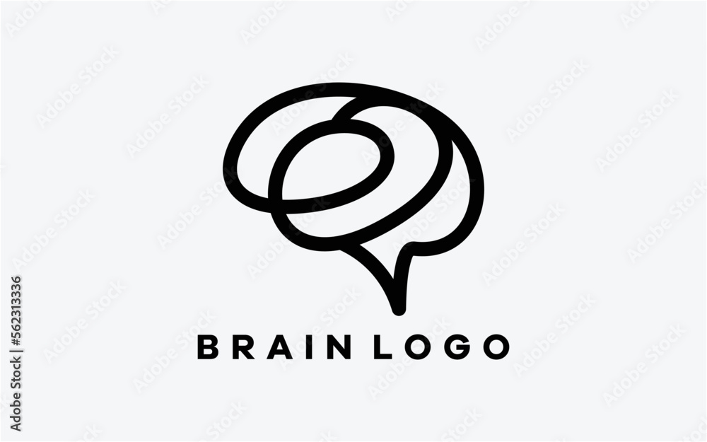 brain outline line art logo vector icon design inspiration logo simple ...