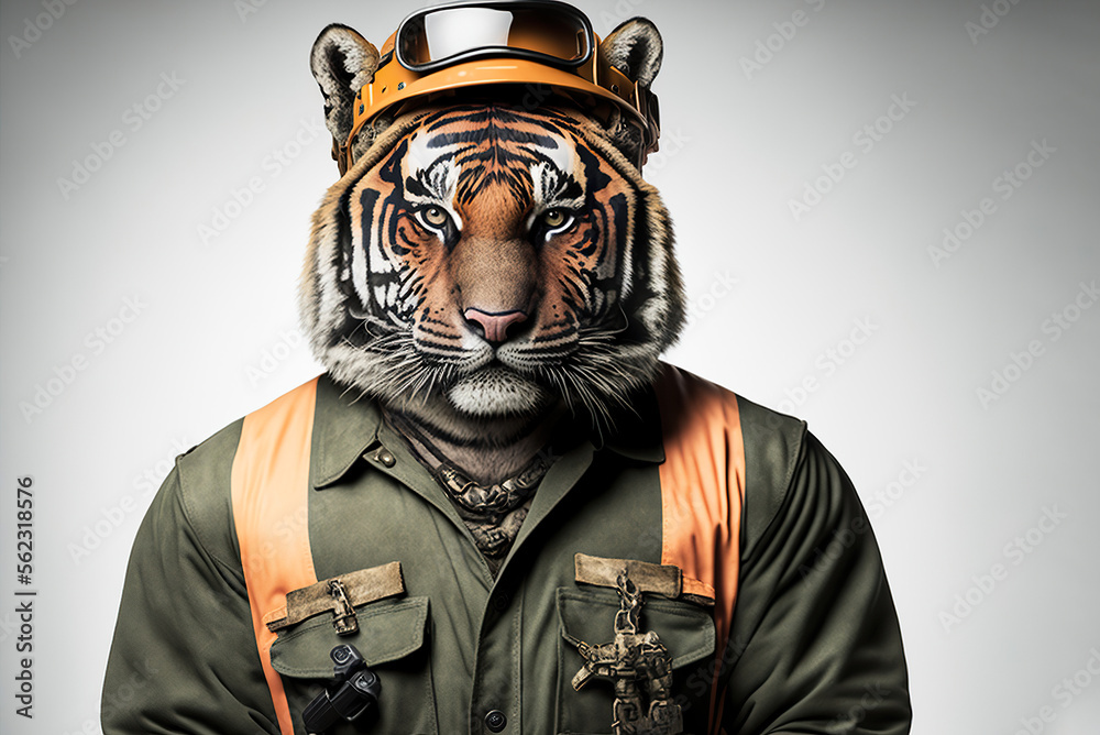 Tiger the construction worker created with Generative AI technology ...