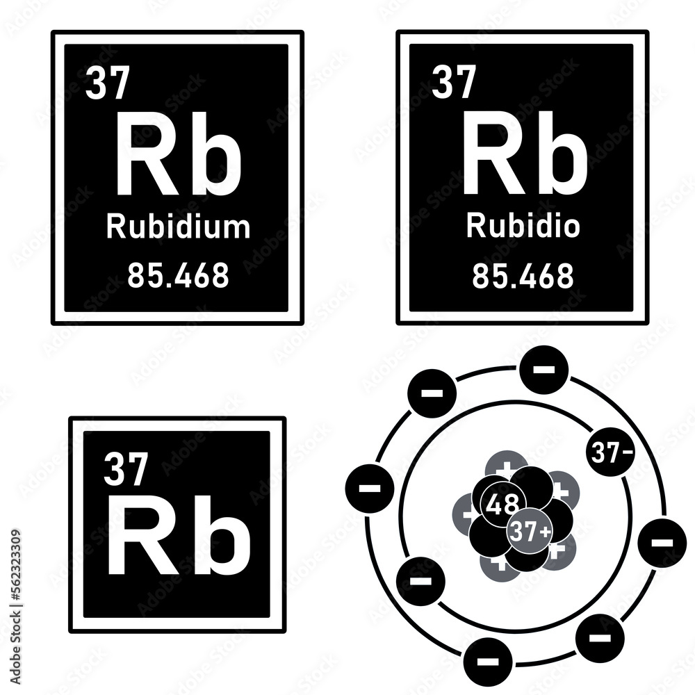 Icon of the element rubidium of the periodic table with representation ...