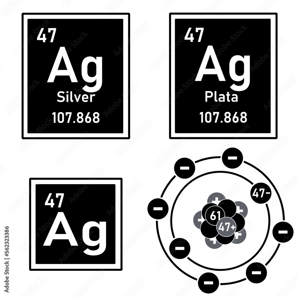 Icon of the element silver of the periodic table with representation of ...