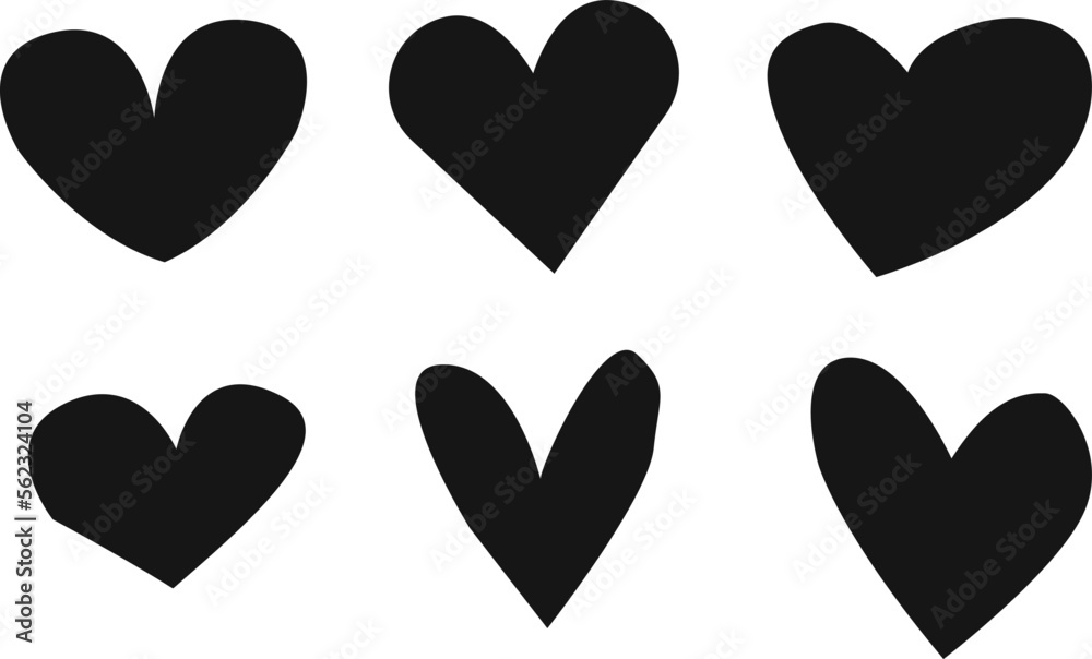 Heart doodles set. Hand drawn hearts collection. Romance and love ...