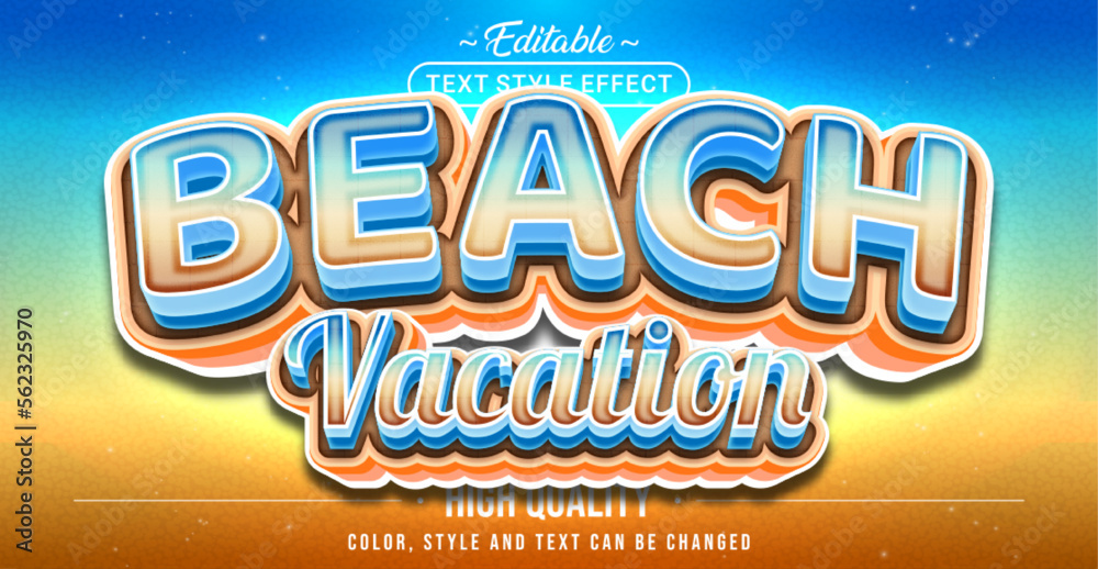 Vetor do Stock: Editable text style effect - Beach Vacation text style ...