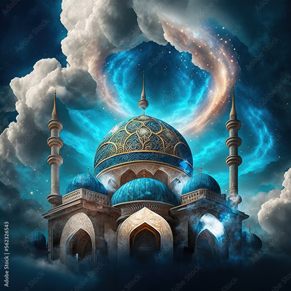 Islamic Mosques A Digital Art Illustration Showcasing the Beauty of ...