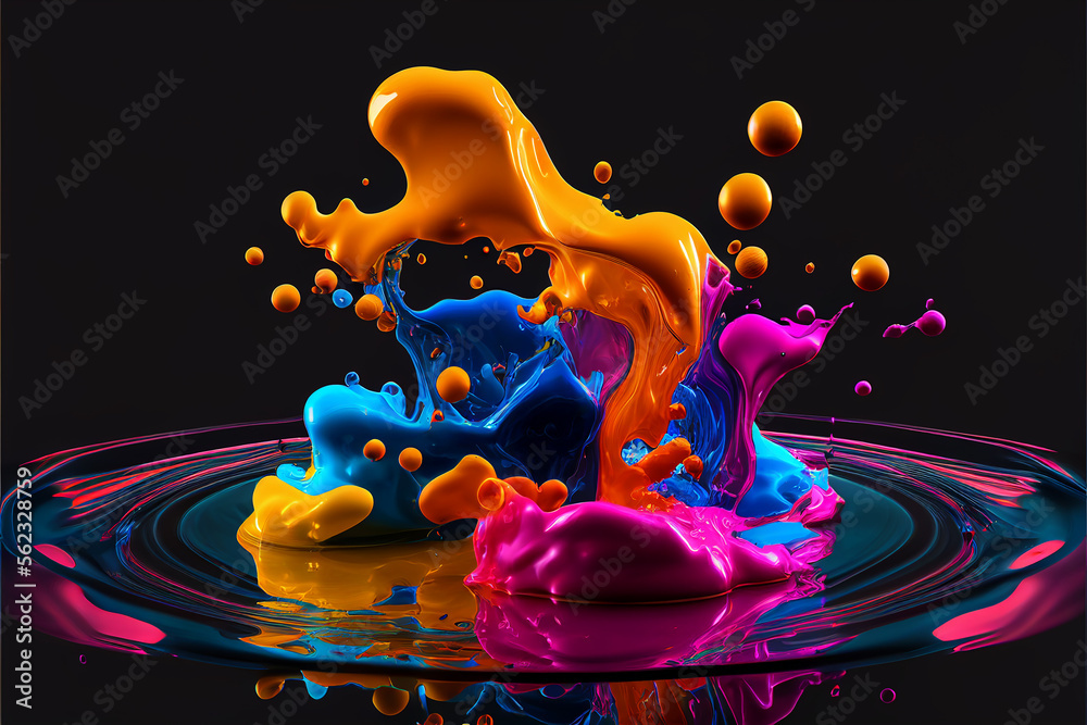 Artistic splash background of a colored floating liquid. Created with ...