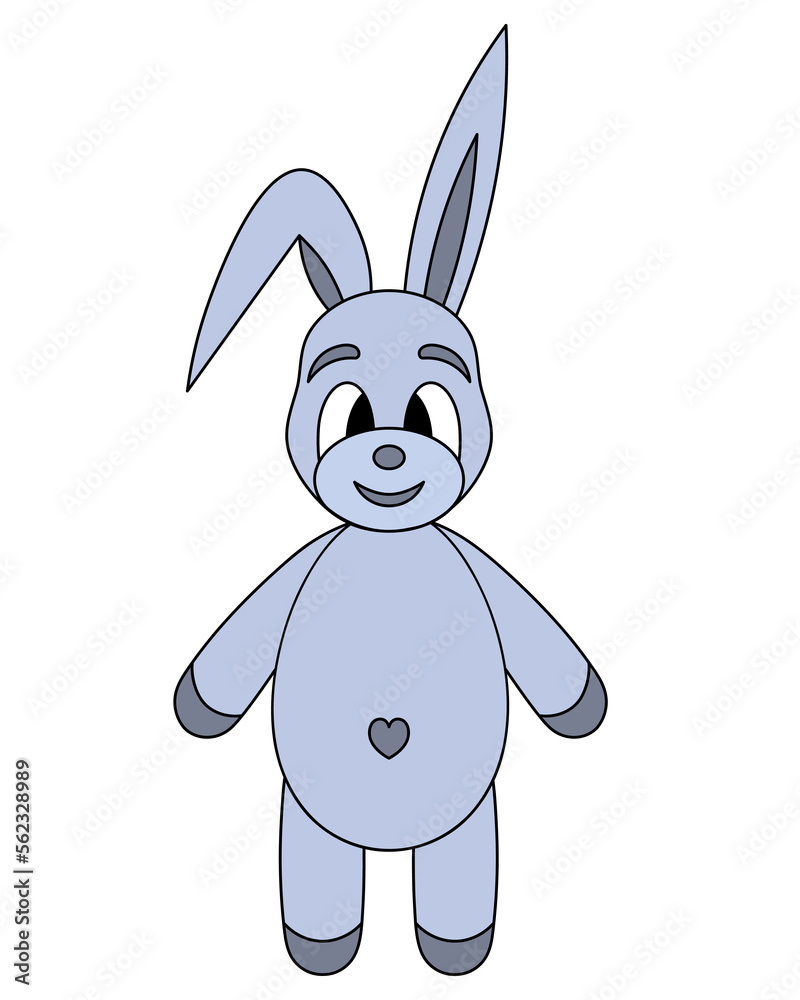 Rabbit. Gray hare with a cute belly. Color vector illustration ...