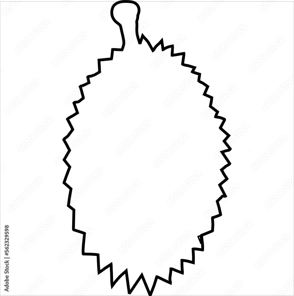 Vector, image of durian fruit icon, black and white color, with ...
