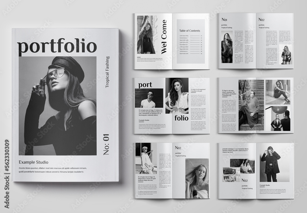 Gray Portfolio Layout Stock Template | Adobe Stock