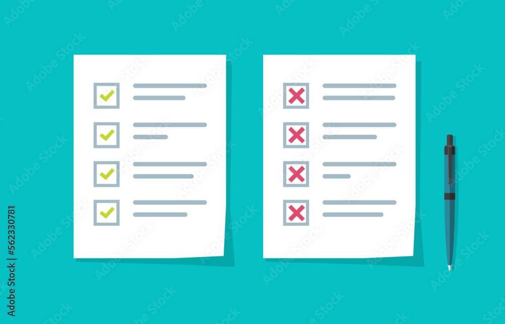 Dos and dont advice notice paper icon vector, pros and cons checklist ...