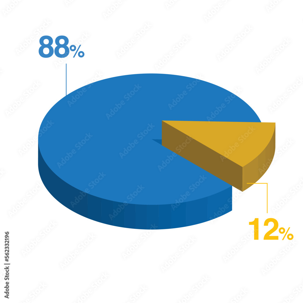 twelve 12 eighty eight 88 3d Isometric pie chart diagram for business ...