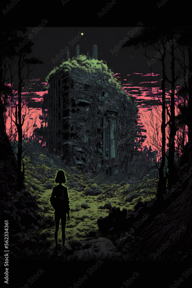 Stunning highly detailed dystopian cyberpunk illustration of futuristic ...
