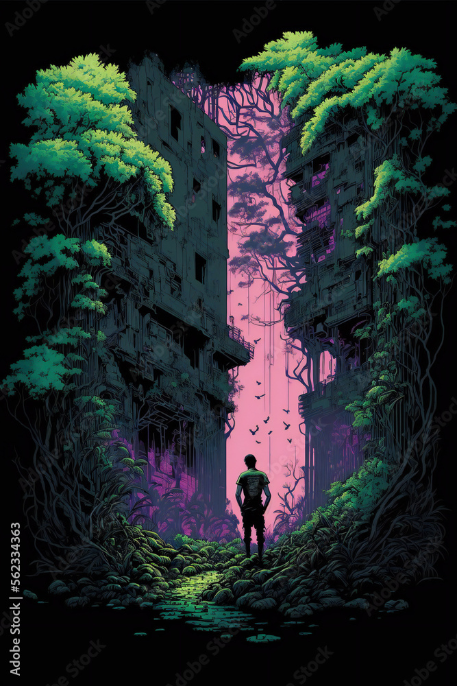 Stunning highly detailed dystopian cyberpunk illustration of futuristic ...