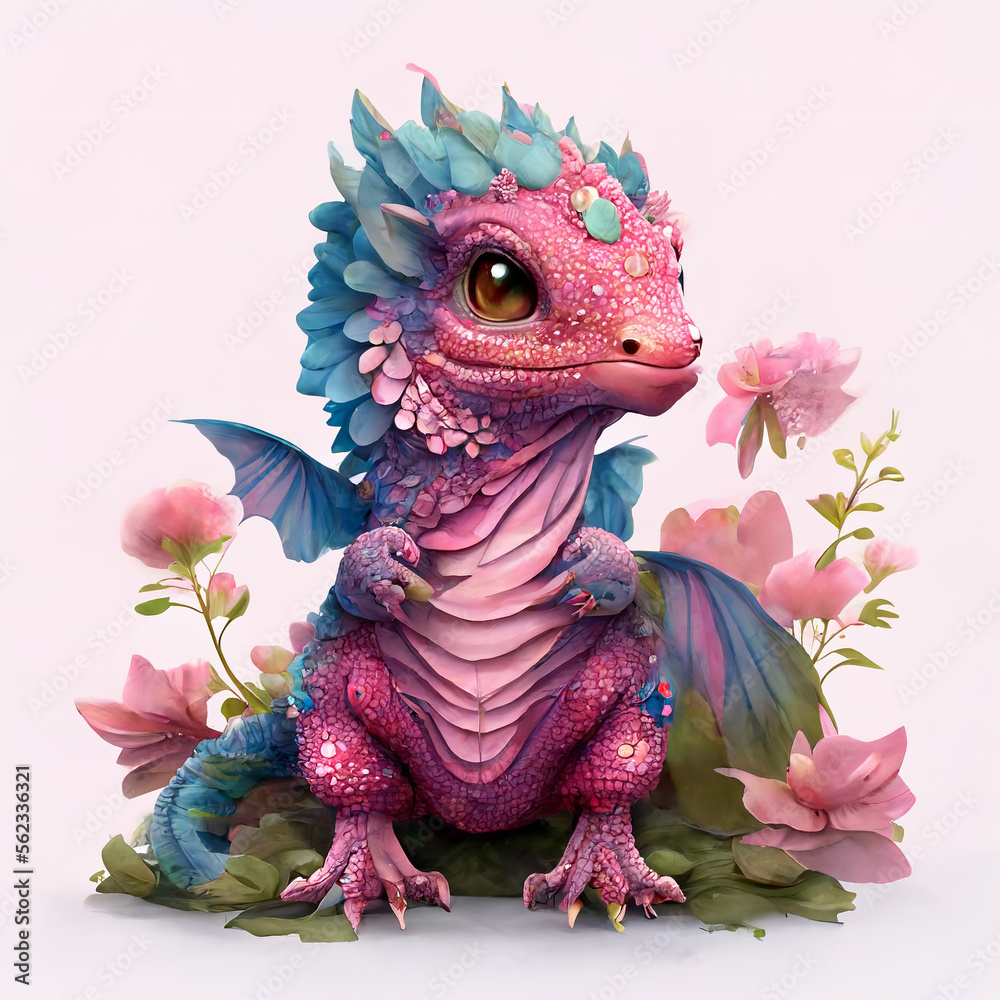Pink Baby Dragon Cartoon