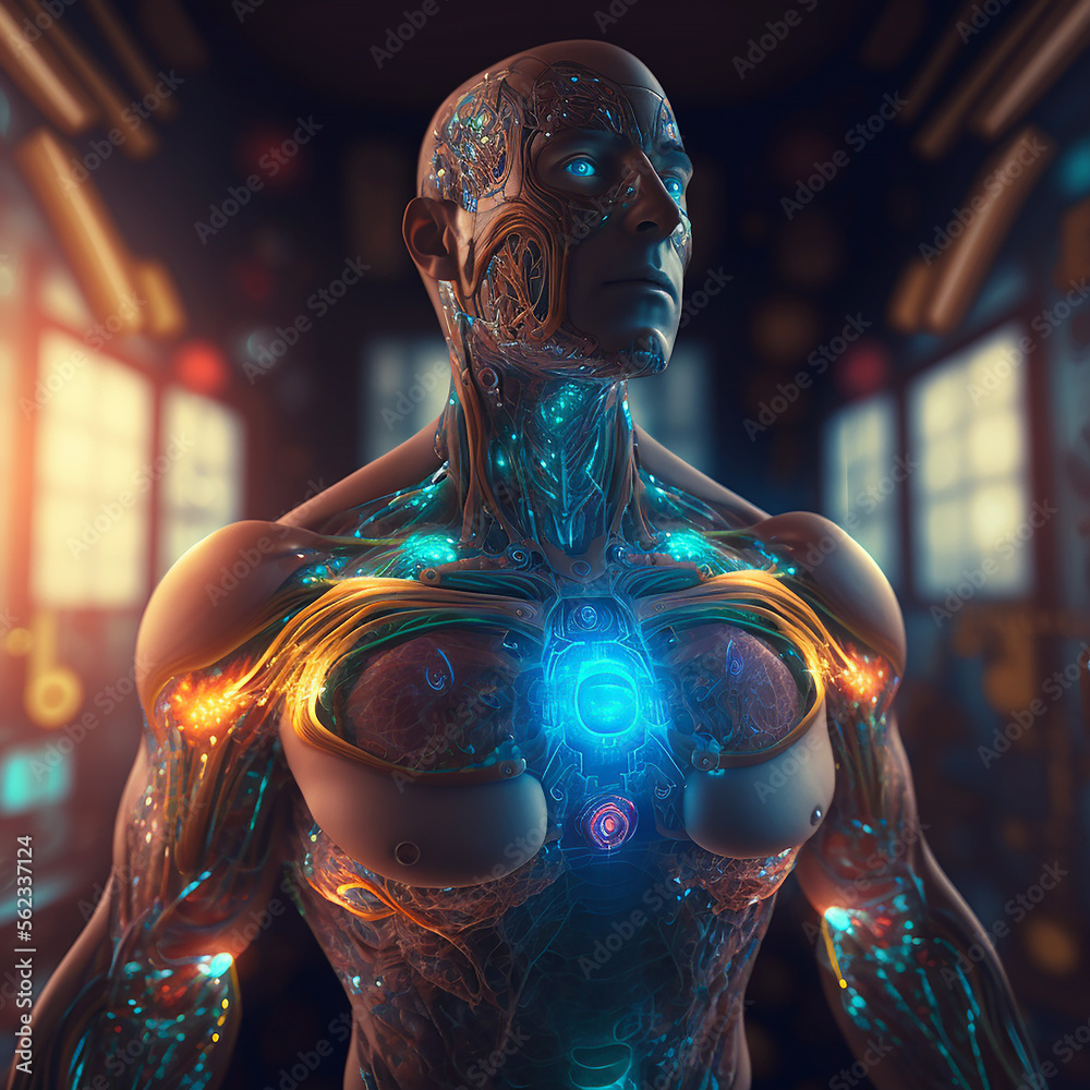 Illustration 3d homme robot du futur avec une intelligence artificielle ...