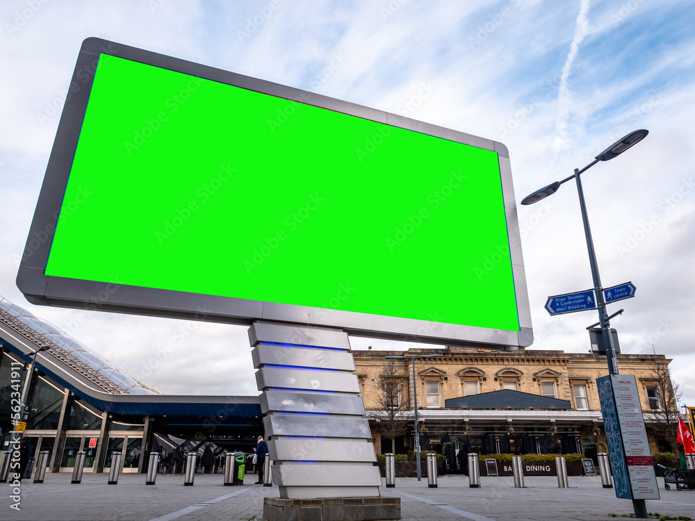 Large Green Screen Advertising Board - City Street scene showing high ...