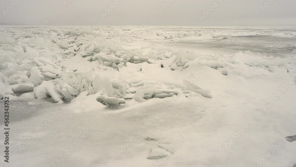 This video shows an aerial view of ice formation on the Great Lakes in ...