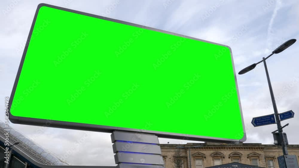 4K Large Green Screen Advertising Board - City Street scene showing ...