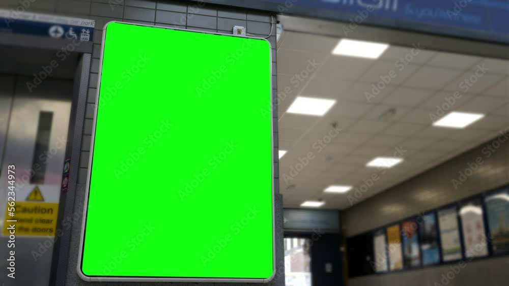 4k Transportation Hub Green Screen - Chroma Key billboard targeting ads ...