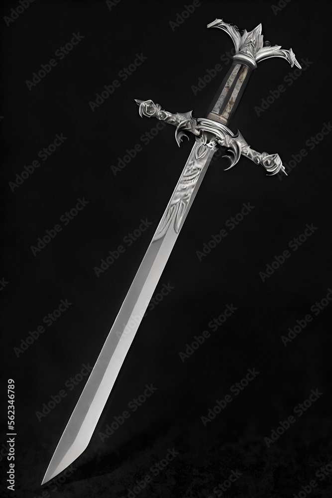 medieval sword isolated on black background created with Generative AI ...