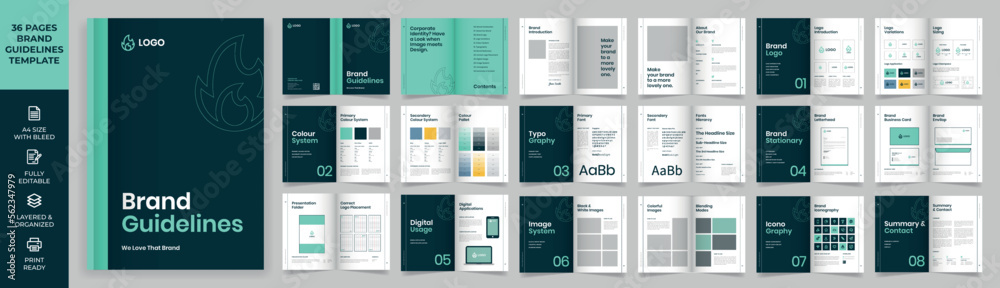 Brand Guideline Template, Simple style and modern layout Brand Style ...