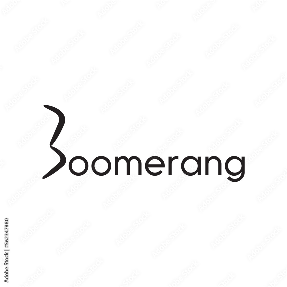 Boomerang word design concept of letter B with boomerang symbol Stock ...