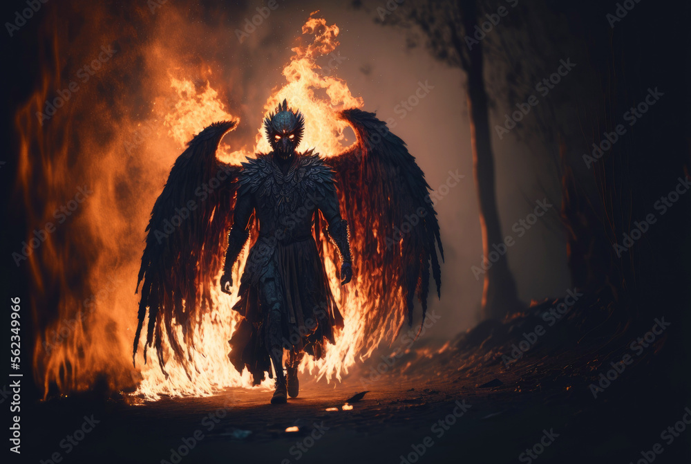 Devil lucifer fire flames. Generative AI Stock Illustration | Adobe Stock