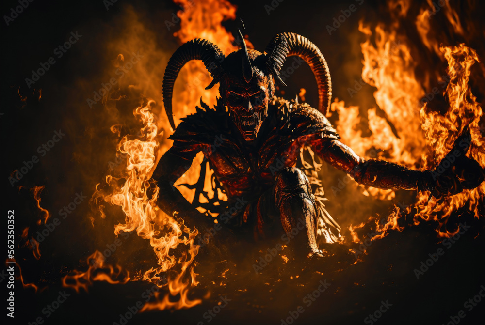 Devil lucifer fire flames. Generative AI Stock Illustration | Adobe Stock