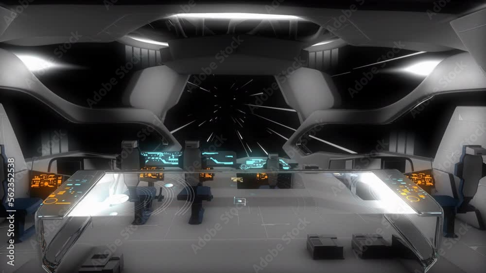 Close-up cockpit of spaceship Interior command room, Futuristic ...