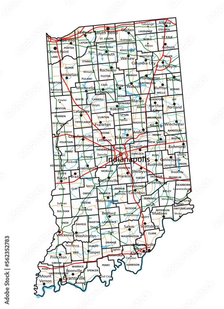 Vetor de Indiana road and highway map. Vector illustration. do Stock ...