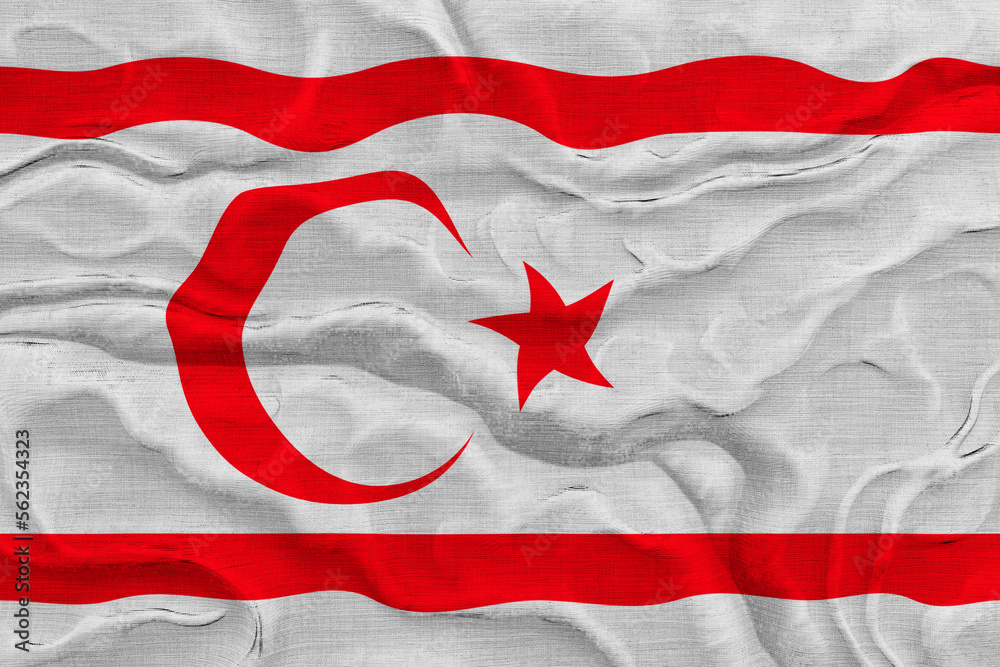 National flag of Turkish Republic of Northern Cyprus. Background with ...
