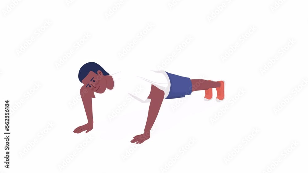Vidéo Stock Animated boy holding plank. Workout routine. Full body flat ...