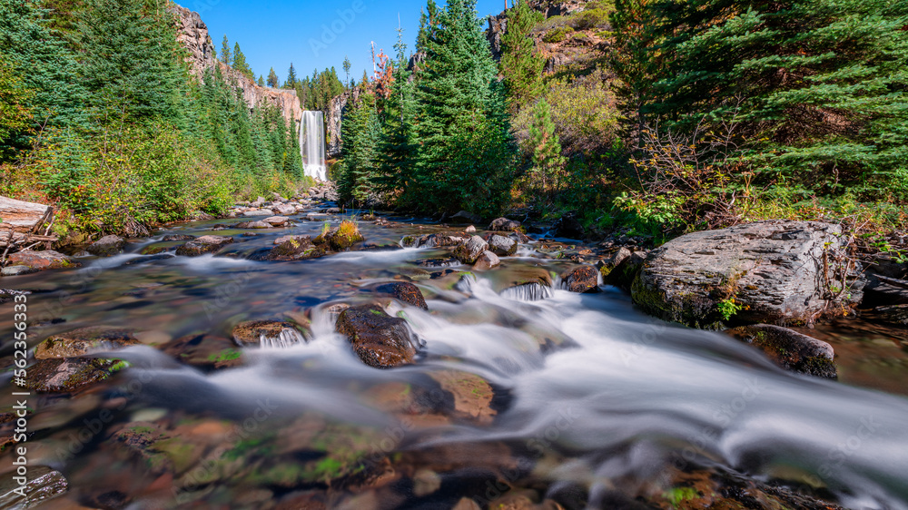 The 100-foot waterfall called Tumalo Falls on Tumalo Creek west of the ...