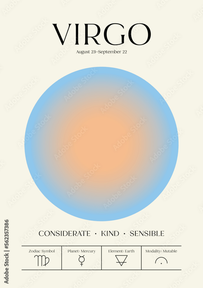 virgo Wall Art, Retro Zodiac Poster, Astrology Digital Download Print ...