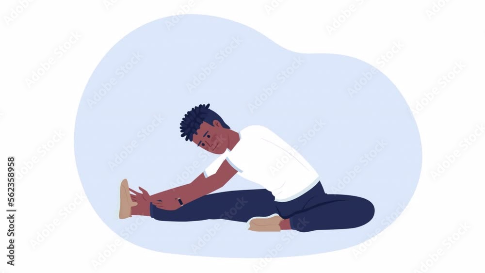 Animated warmup before exercising. Muscular flexibility. Looped flat 2D ...