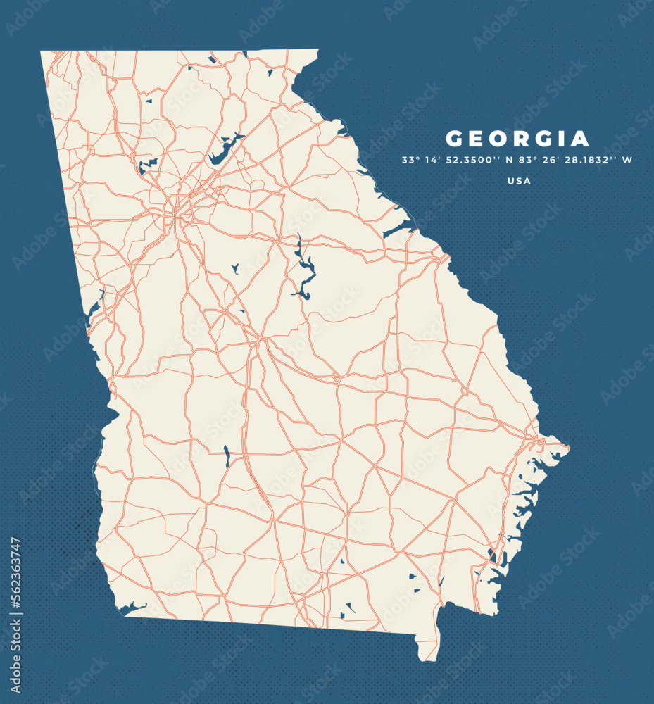Georgia Map Vector Poster Flyer Stock Vector | Adobe Stock