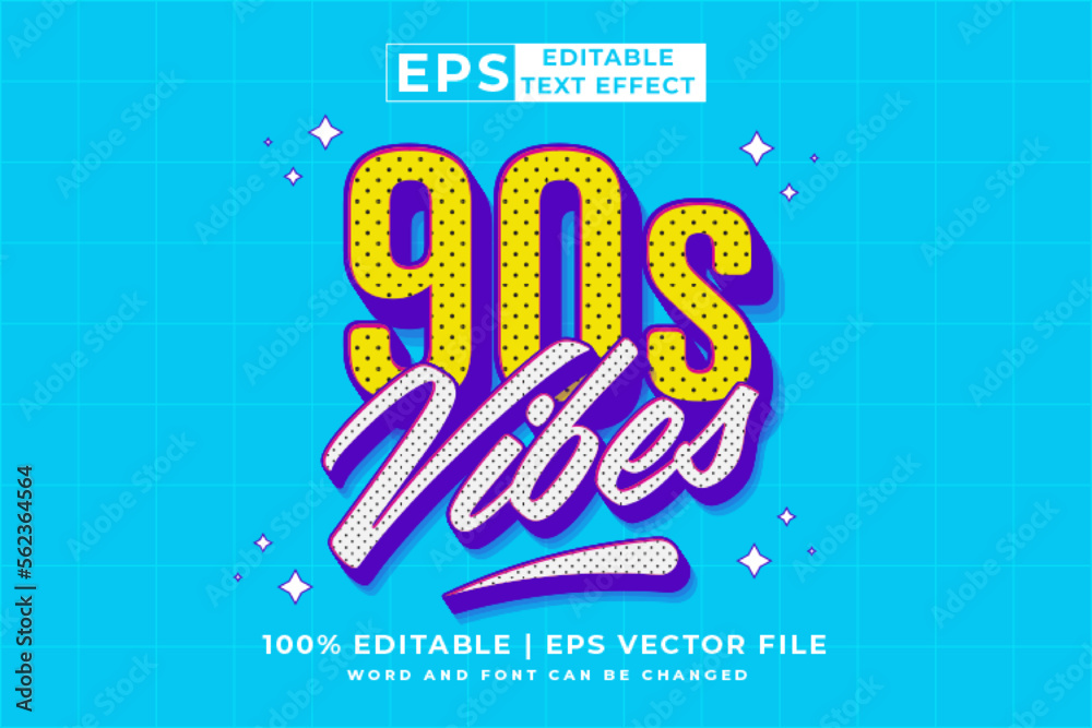 Poster Editable text effect - 90s Vibes 3d Cartoon template style premium vector – Wall Art ...