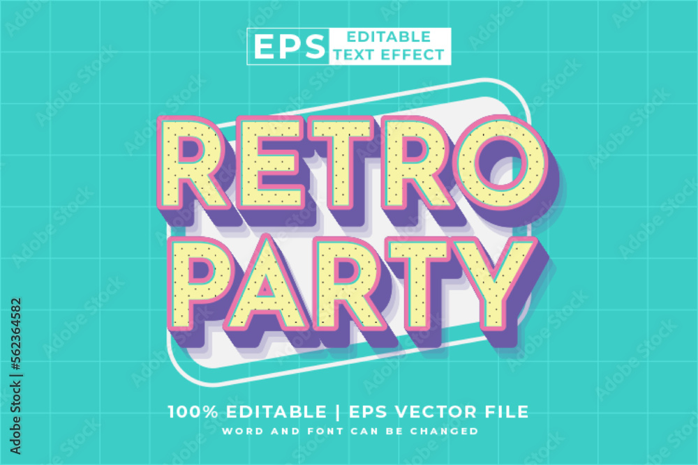 Editable text effect - Retro Party 3d Cartoon template style premium ...