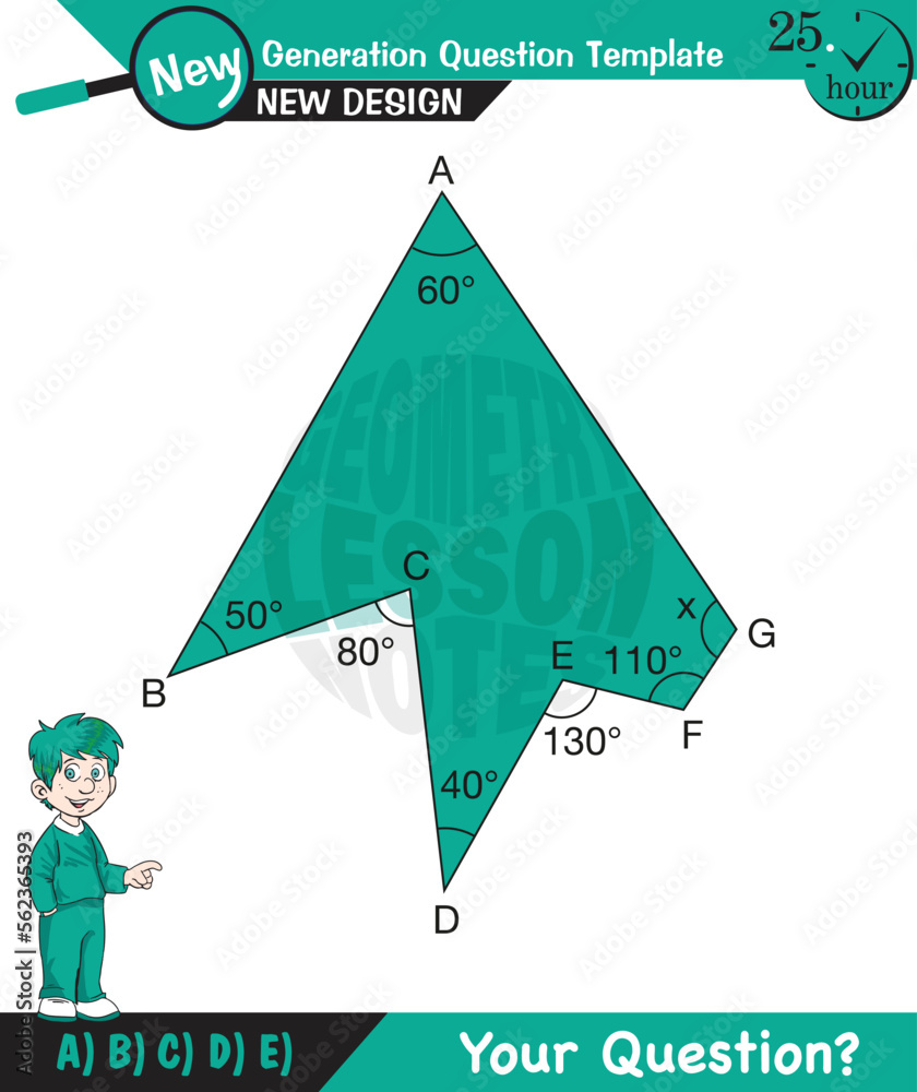 Geometry, angles in straight, angles in plane, next generation question ...