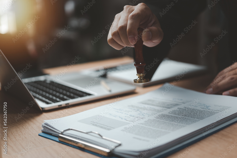 Signing approval record documents stamp confirmation occupation ...