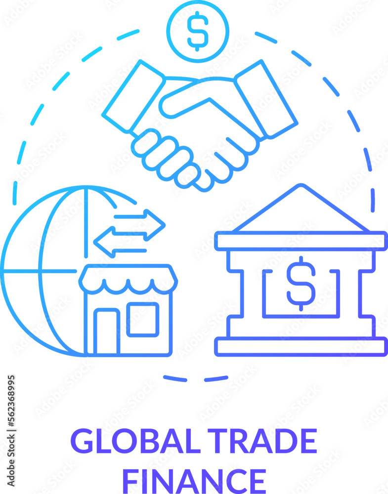 Global trade finance blue gradient concept icon. Business and commerce ...