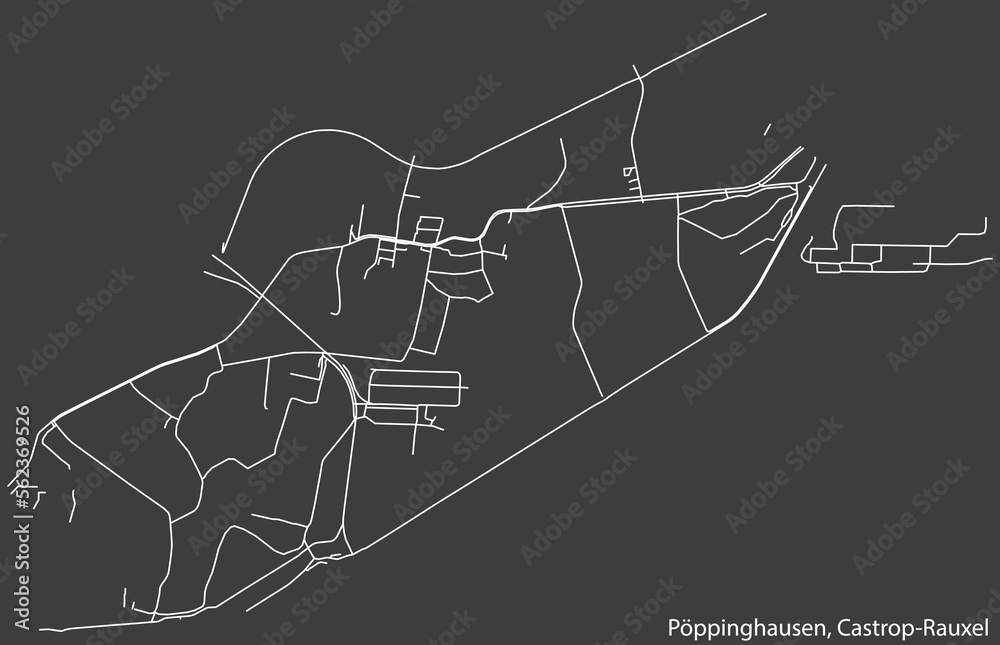 Detailed negative navigation white lines urban street roads map of the ...