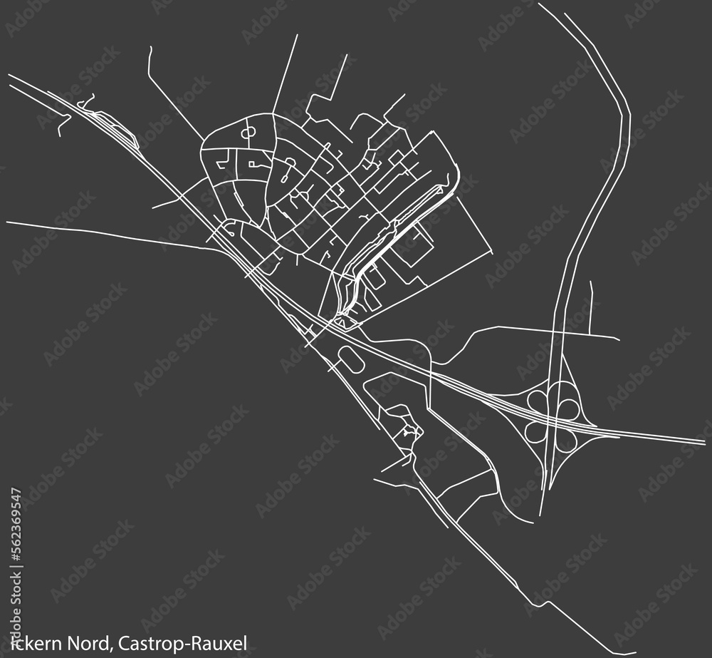 Detailed negative navigation white lines urban street roads map of the ...