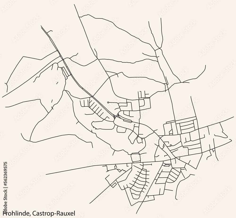 Detailed navigation black lines urban street roads map of the FROHLINDE ...